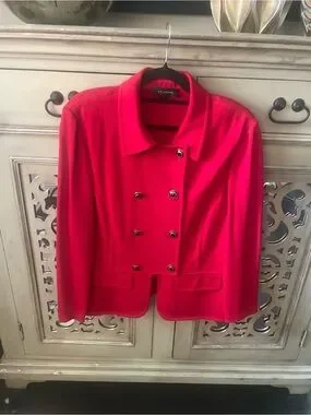 St. John | Jackets & Coats | St John Vibrant Red Doublebreasted Blazer ...